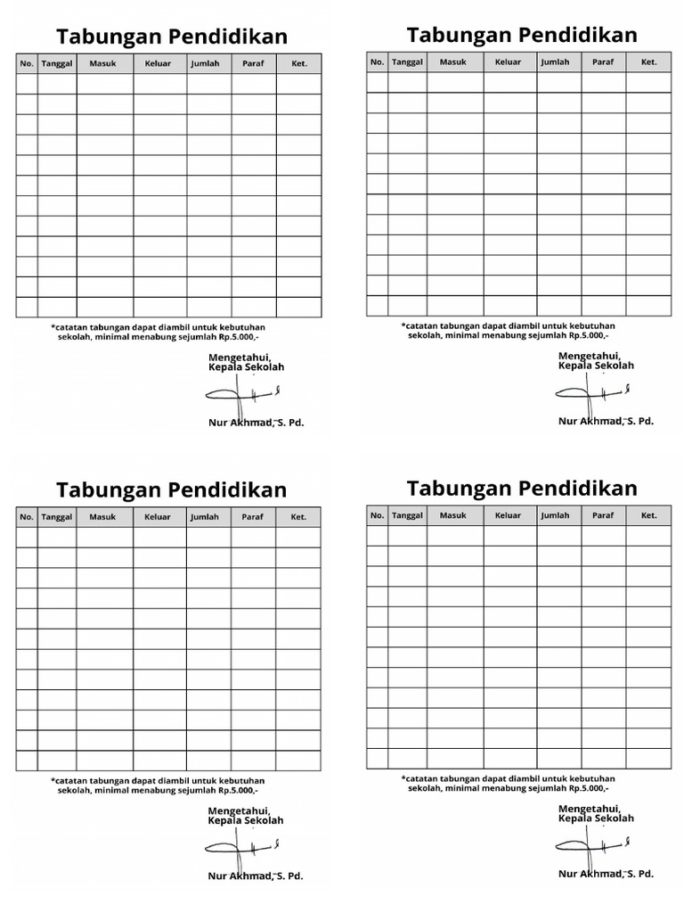 Tabungan sklh_2 | PDF