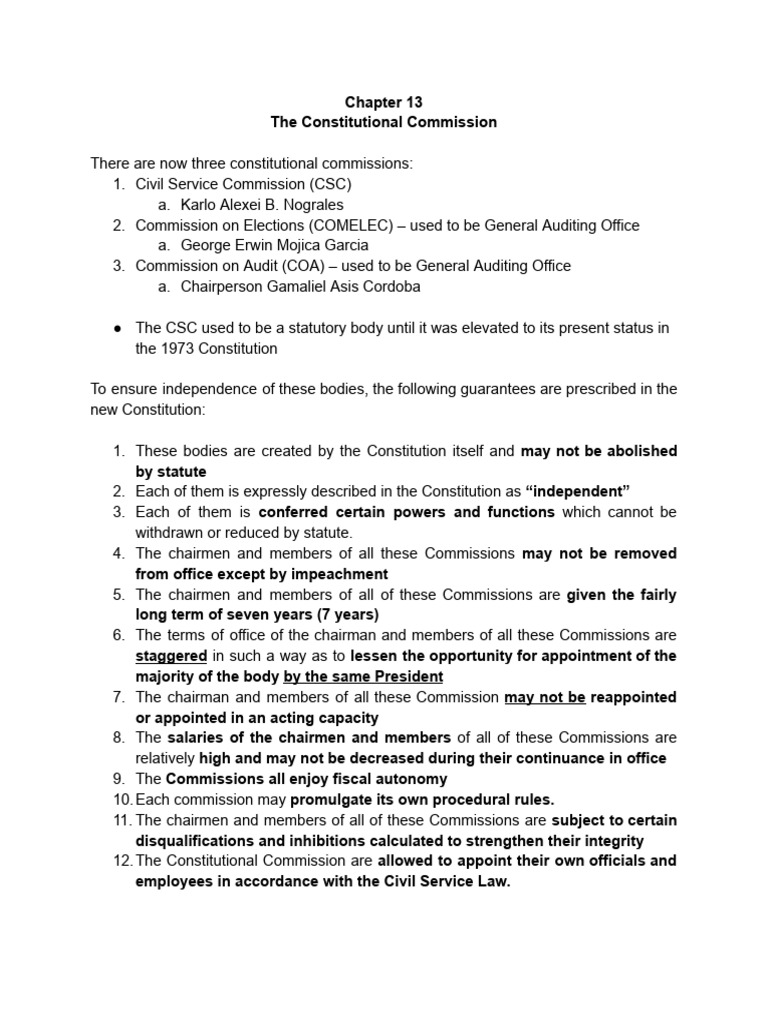 Overview of Constitutional Commissions | PDF | Cost Of Living ...