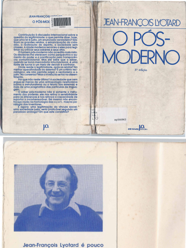Lyotard Jean-Francois O Pos-Moderno 3a Ed | PDF | Pós-modernismo | Jean ...