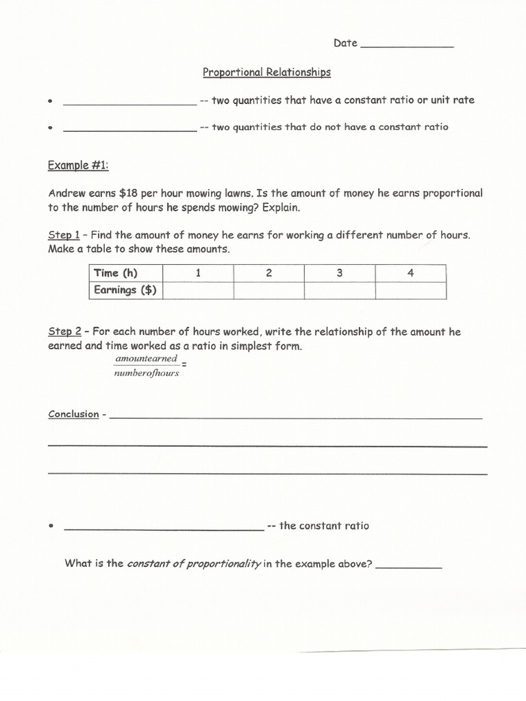 Day 21 Proportional Relationships Lesson RIDGEWOOD MATH | PDF