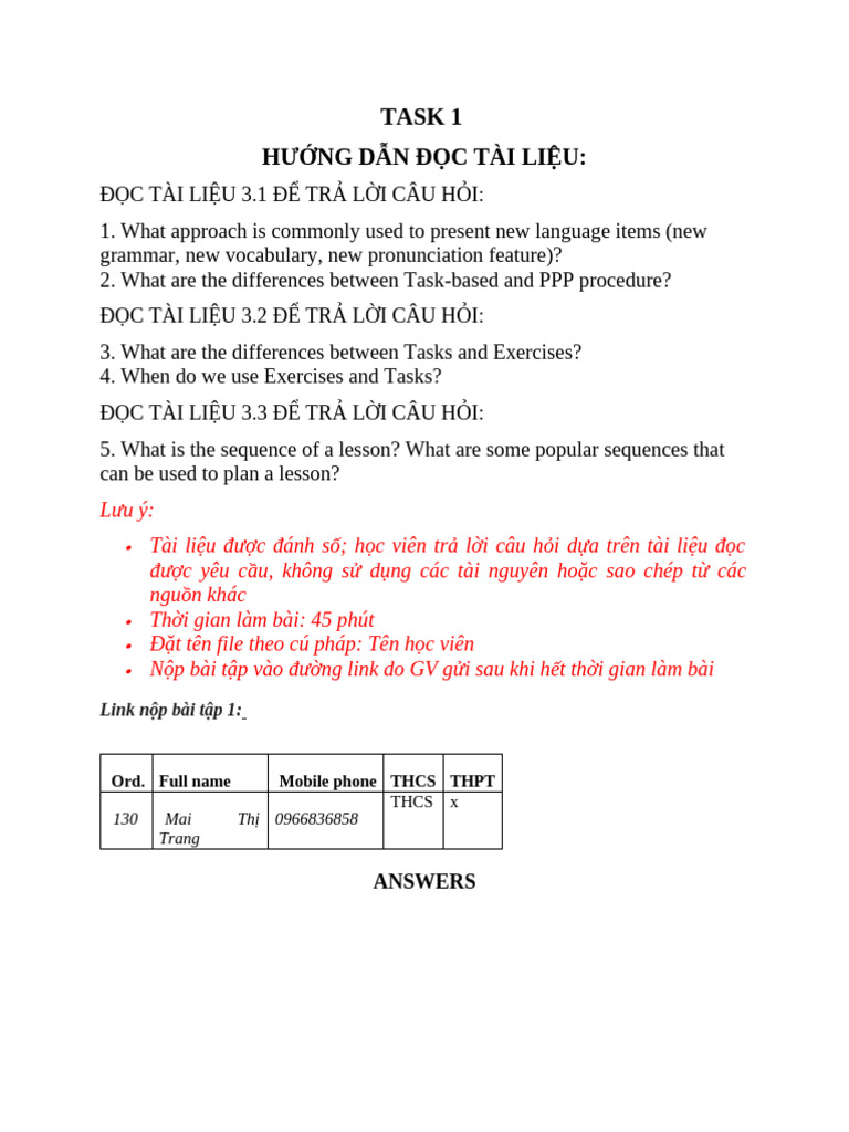 Tổ Chức Dạy Học TA THCS | PDF