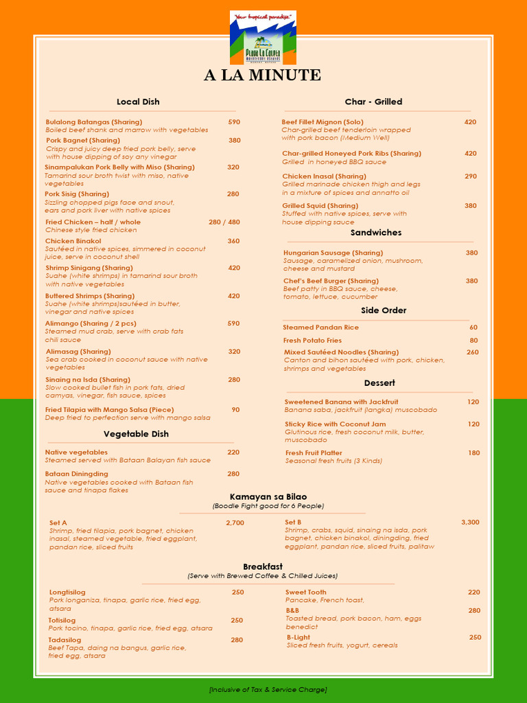 PLC Rates Scarborough Restaurant Food Menu | PDF | Sauce | Pork