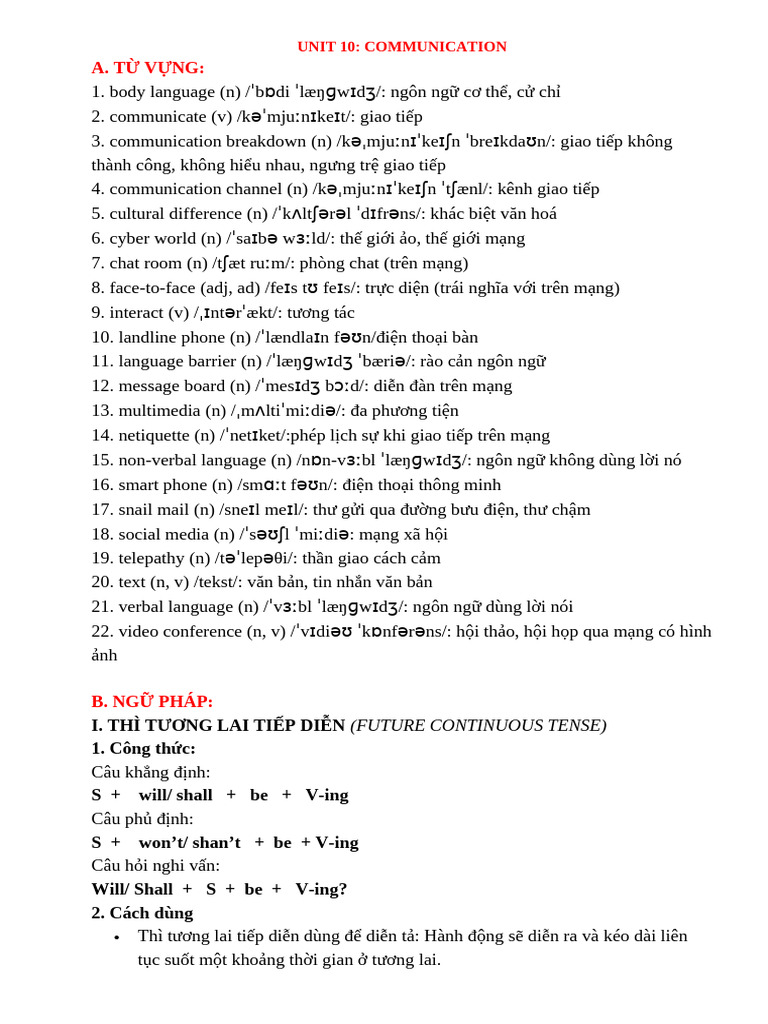 Bài Tập Anh 8 Theo Unit E8 UNIT 10 | PDF