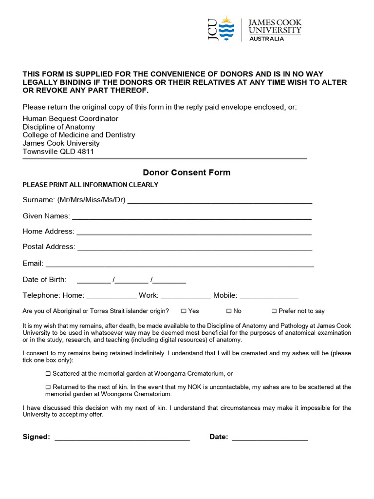 Body Donation Consent Form | PDF