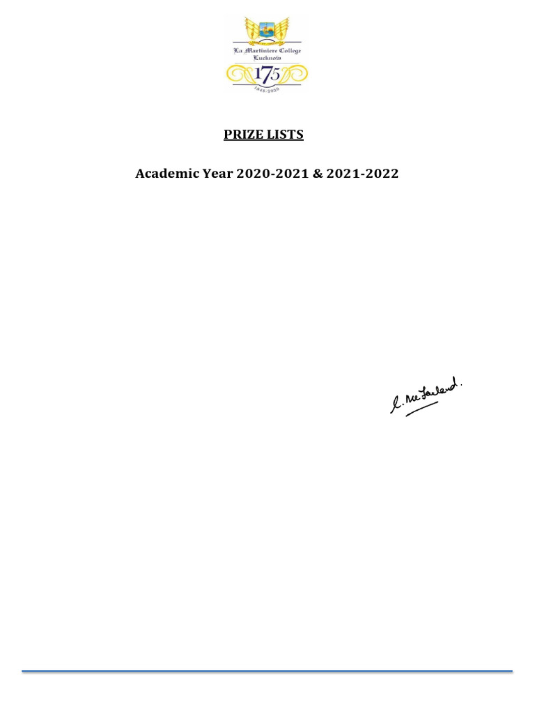 Prize List 2020 2021 2021 2022 | PDF