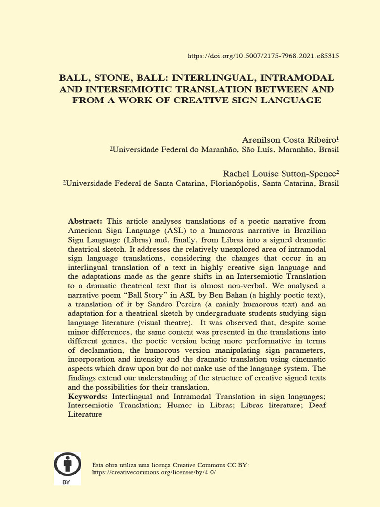 Ball, Stone, Ball: Interlingual, Intramodal and Intersemiotic ...
