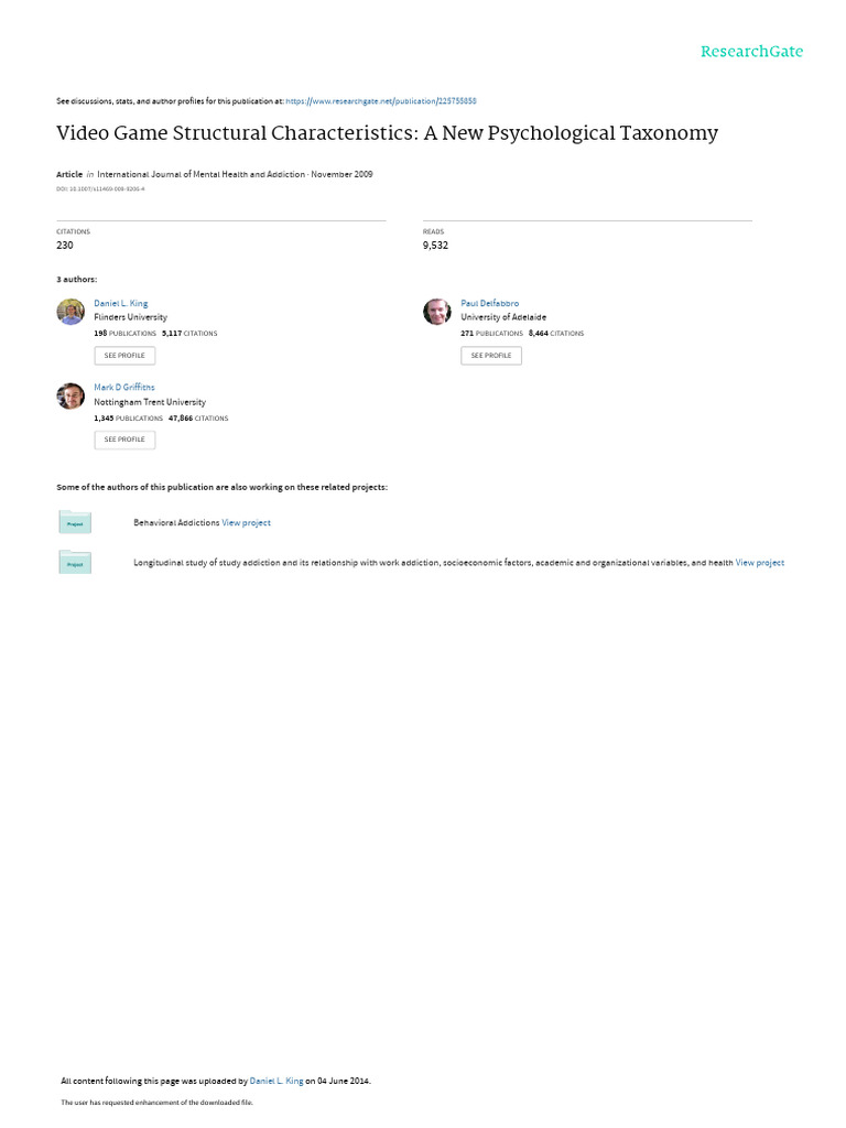 Video Game structural characteristics_ a new psychological taxonomy ...