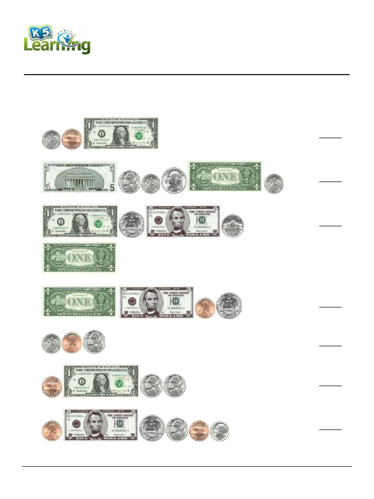 grade-2-counting-money-four-coins-plus-one-five-dollar-c | PDF