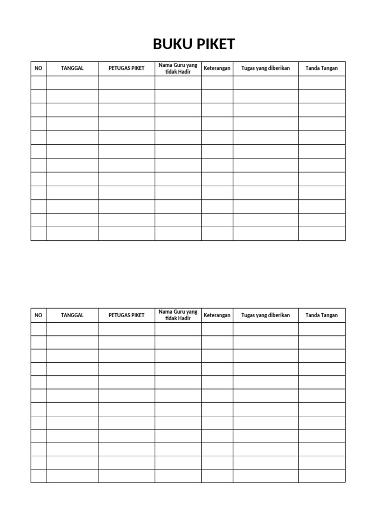 Buku Piket Guru Dan Karyawan | PDF