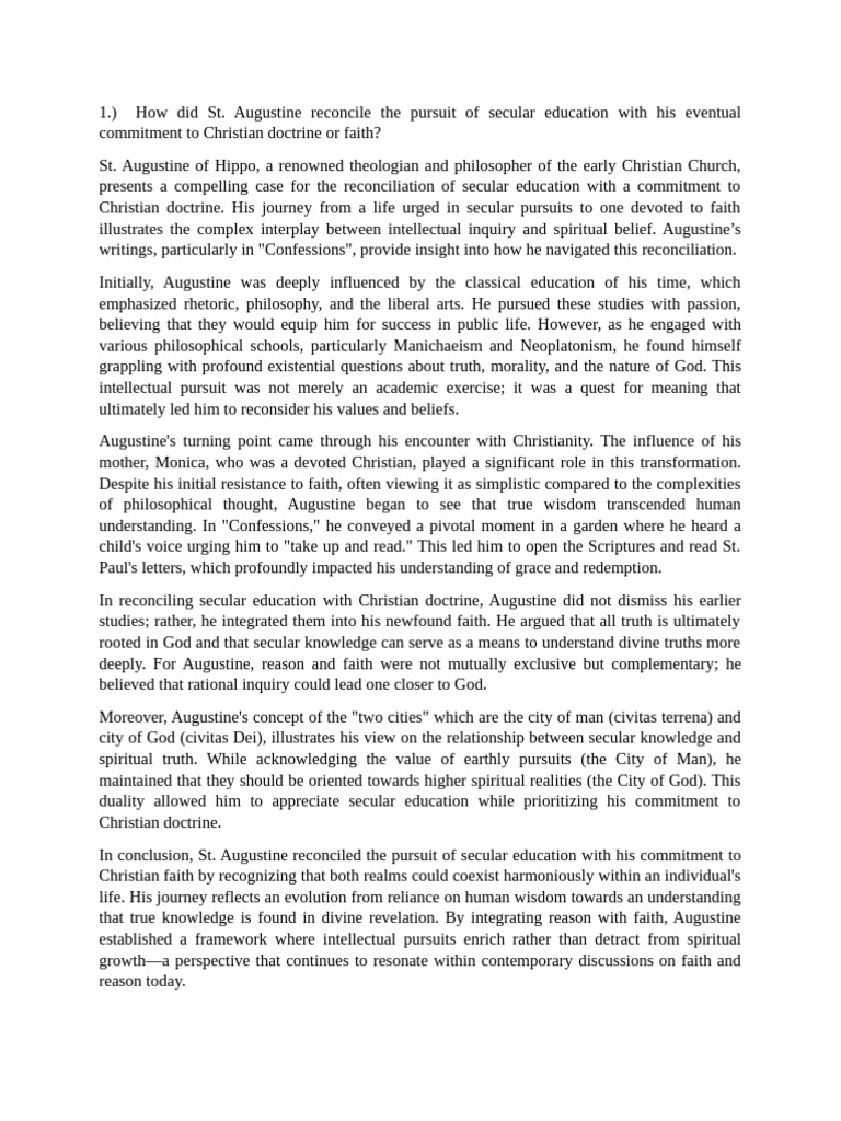 midterm exam | PDF | Augustine Of Hippo | Faith