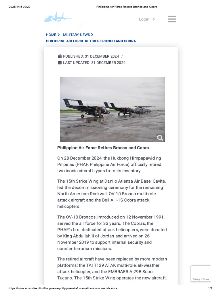 Philippine Air Force Retires Bronco and Cobra | PDF | Military | Military Aviation