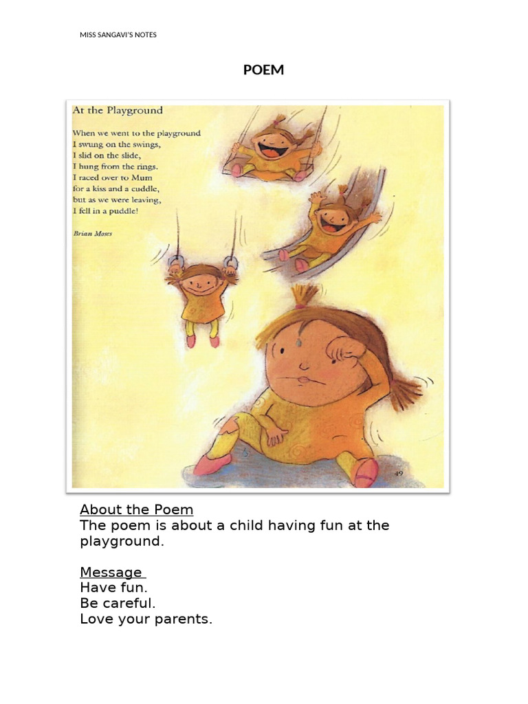 At The Playground Poem | PDF