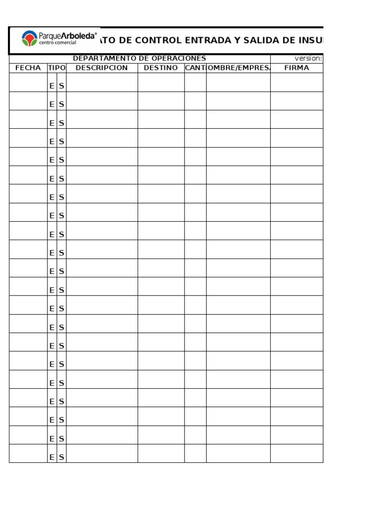 Formato Control Insumos Aseo | PDF
