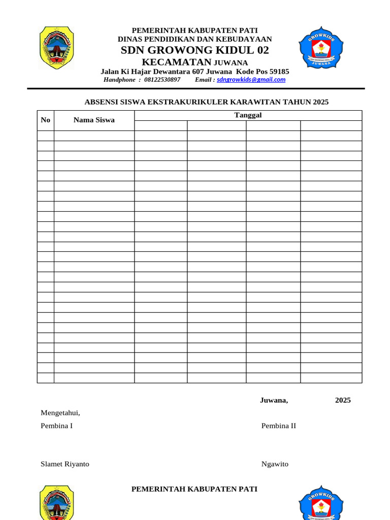 Absensi Ekstra Karawitan | PDF