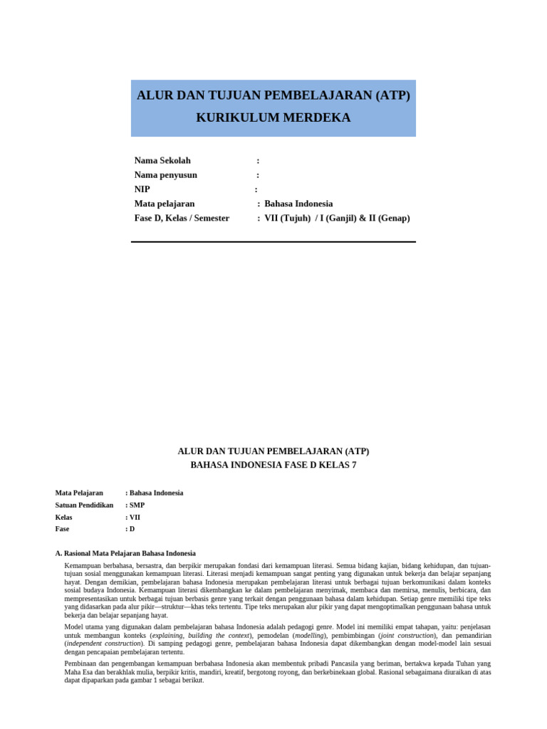 Alur Tujuan Pembelajaran | PDF