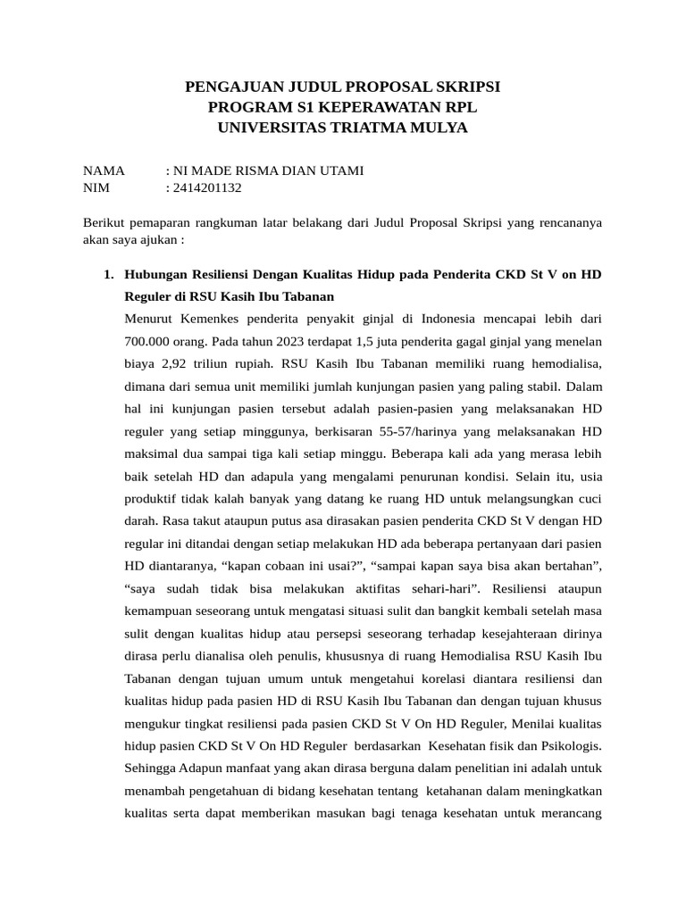 Pengajuan Judul Proposal Skripsi | PDF