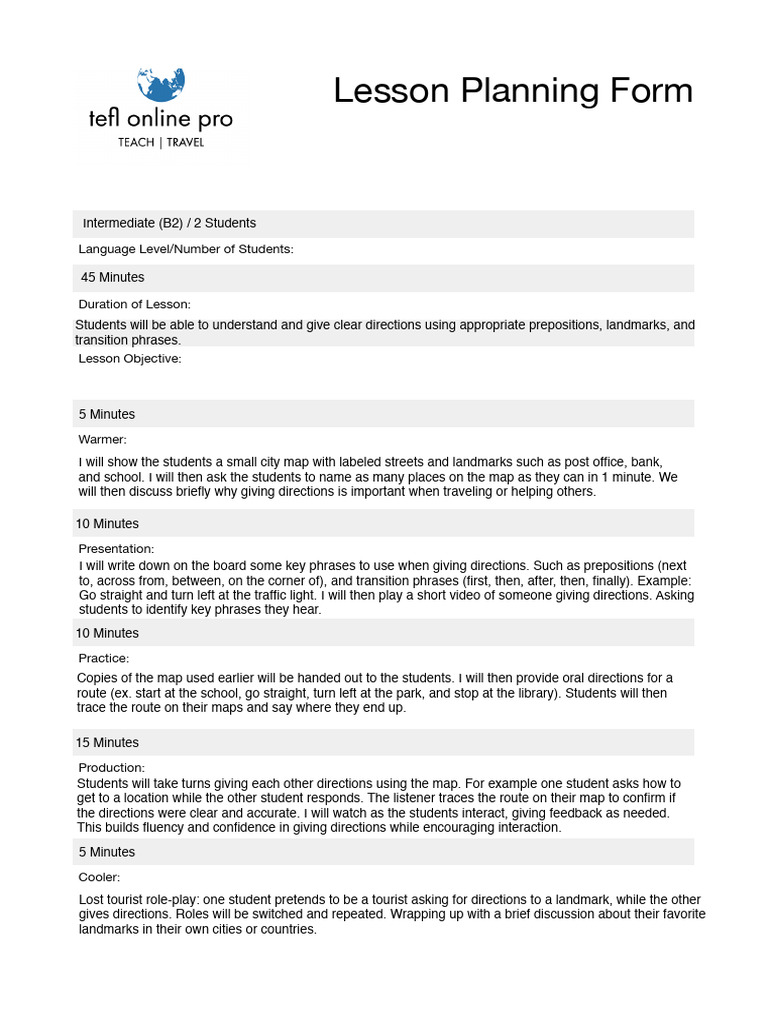 Lesson Planning Form | PDF