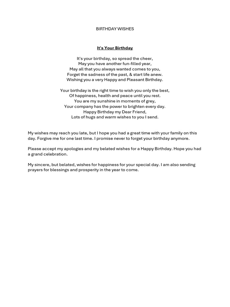 Birthday Wishes | PDF