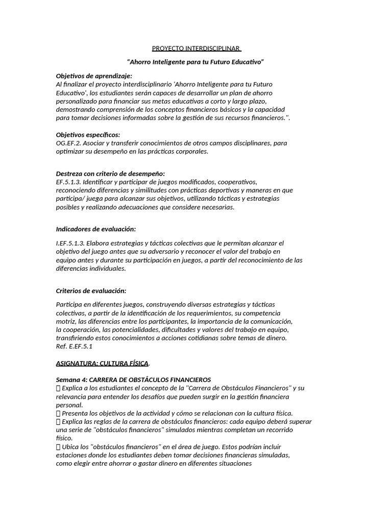 Proyecto Interdisciplinar | PDF | Evaluación | Cognición