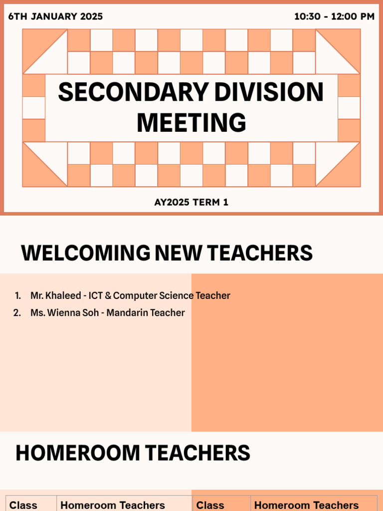 AY2025_T1_06012025_SECONDARY DIVISION MEETING | PDF | Teachers ...