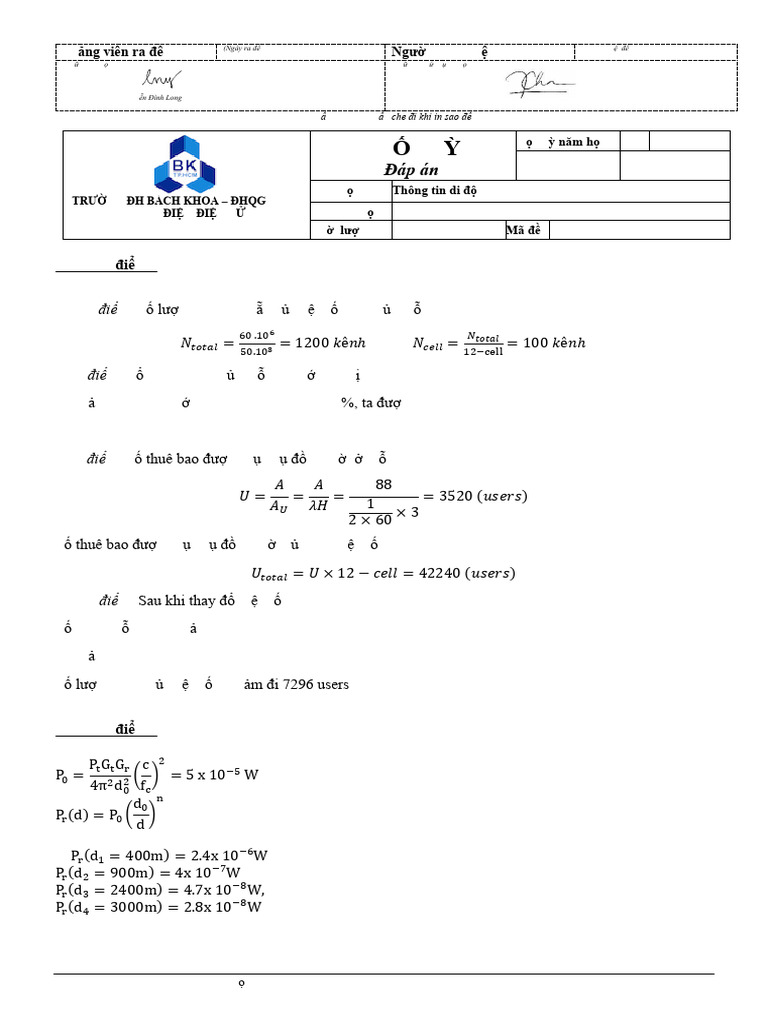 FinalExam MobileComm HK231 2023 12 26 Solution | PDF