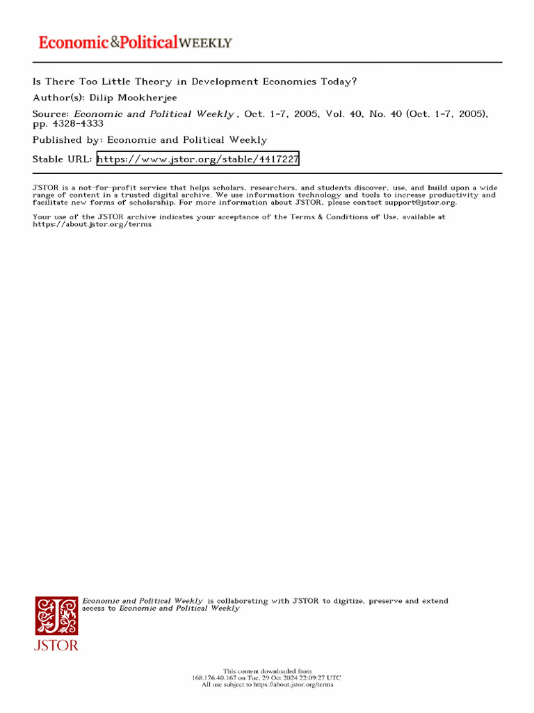 Mookherjee Orig | PDF | Economics | Experiment