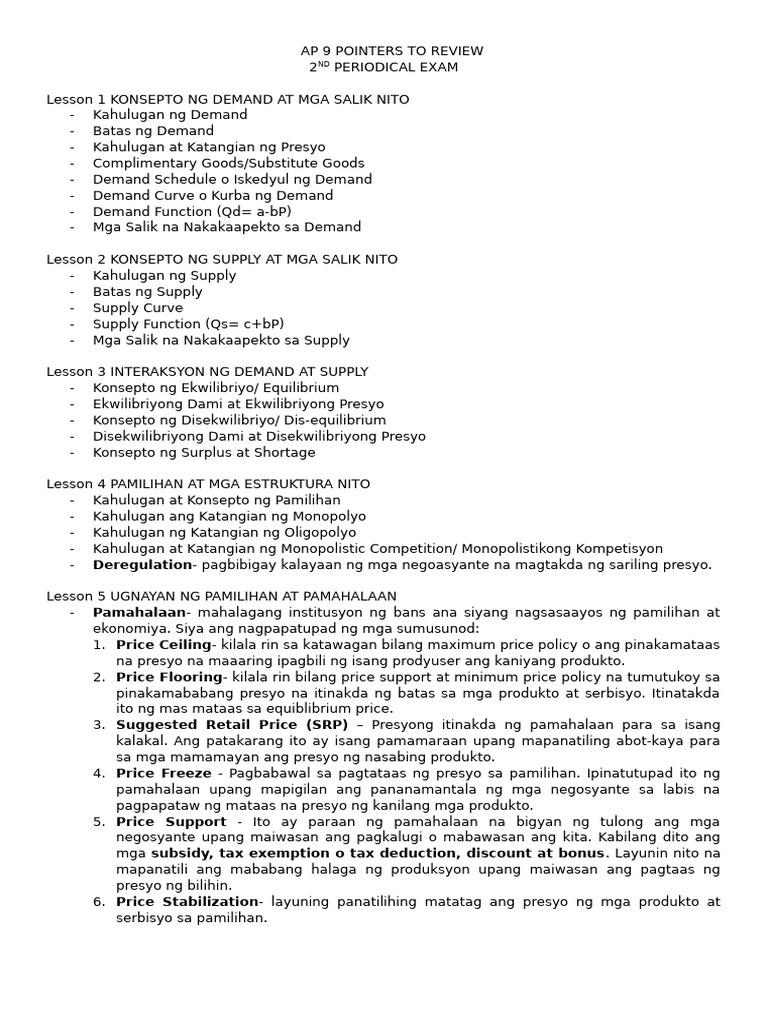 Ap 9 Pointers To Review | PDF