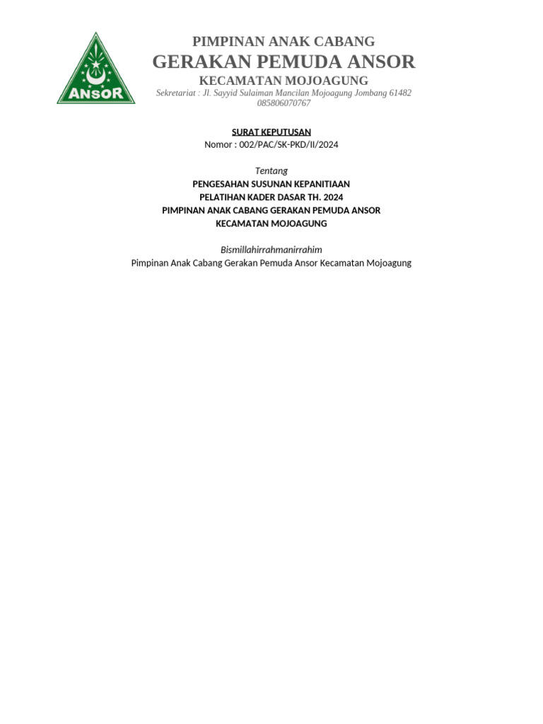 SK Panitia PKD 2024 | PDF