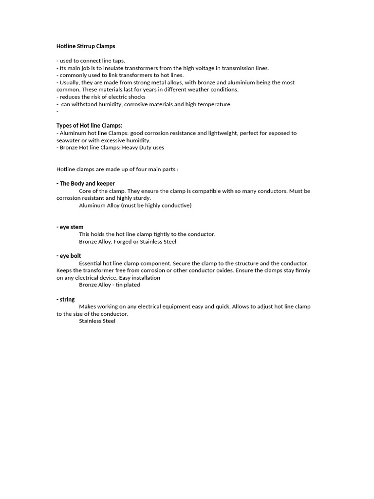 Hotline Stirrup Clamps Research | PDF