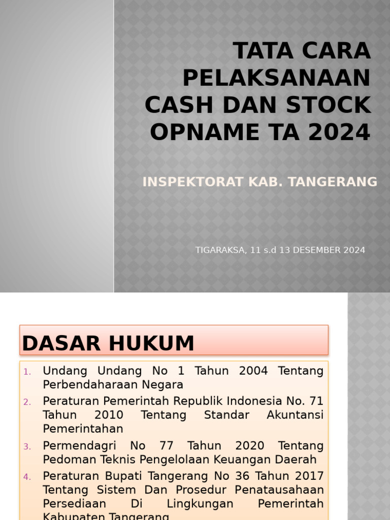 Panduan Cash dan Stock Opname 2024 | PDF
