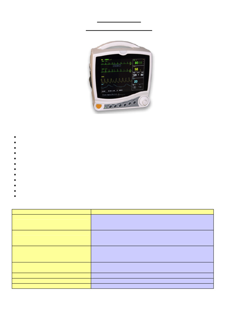 CMS6800 Vital Signs Monitor Features | PDF