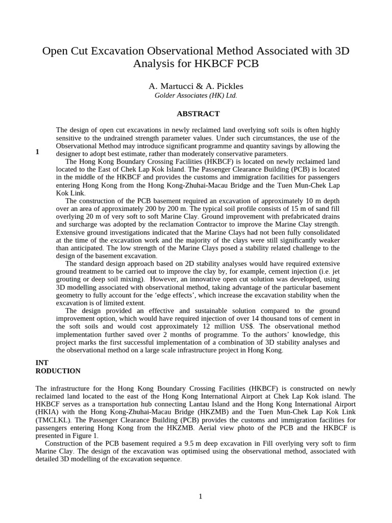 Martucci A. - Open Cut Excavation Observational Method Associated With ...