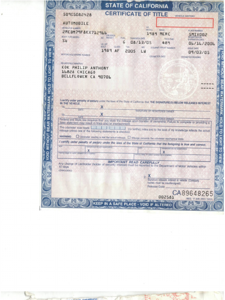 My Car Title DMV Envelope | PDF