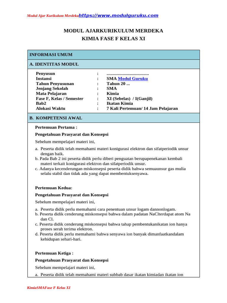 Modul Ajar Bentuk Molekul | PDF