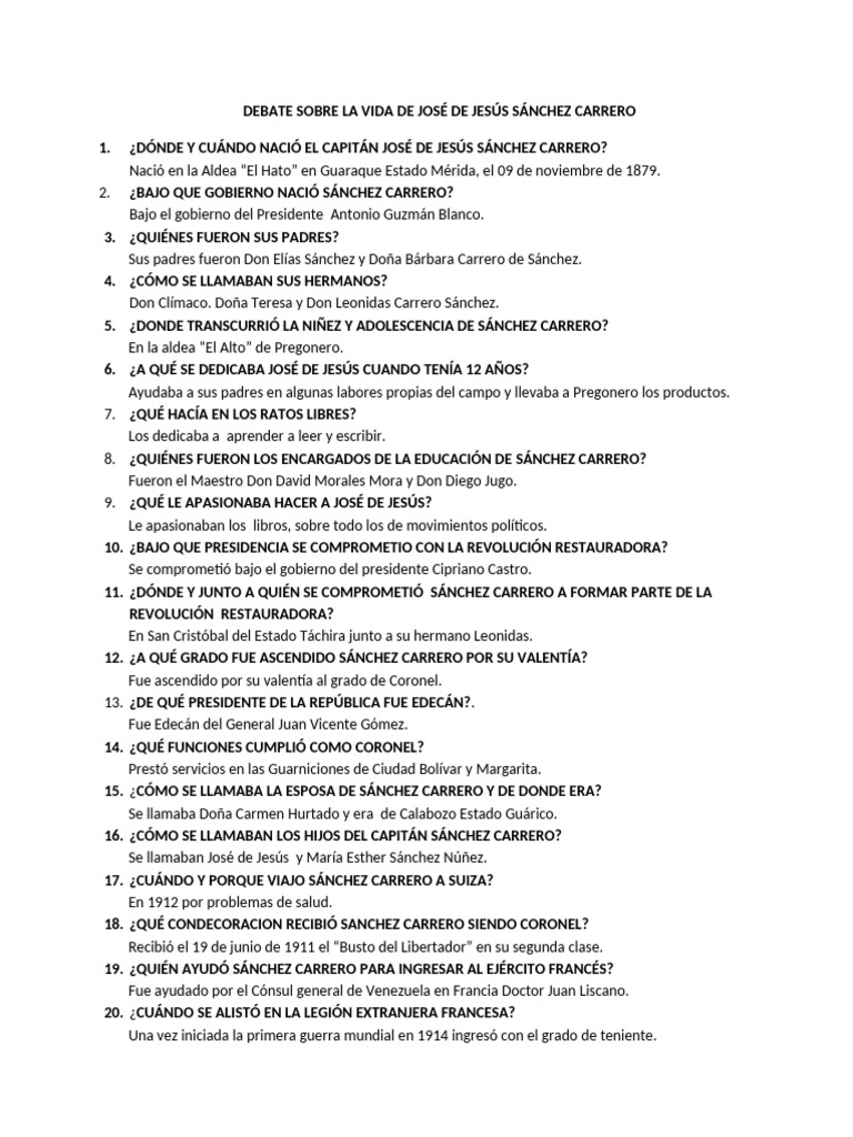 Vida y legado de José de Jesús Sánchez Carrero | PDF | Venezuela | Militar