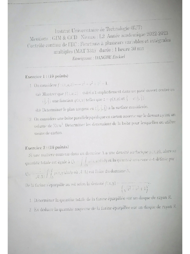 Épreuves de Math | PDF