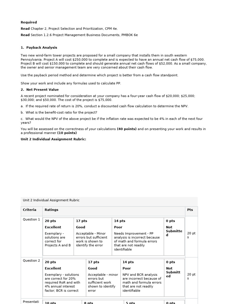 Unit 2 - Individual Assignment | PDF | Net Present Value | Financial ...