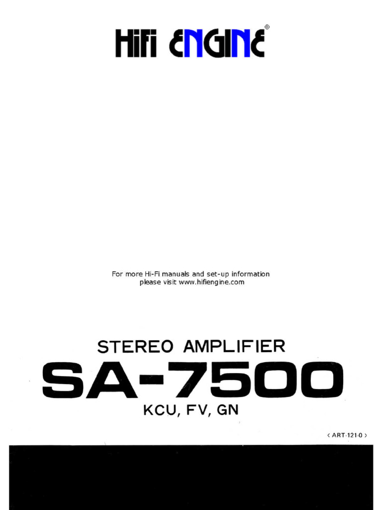 Hfe Pioneer Sa-7500 Service | PDF