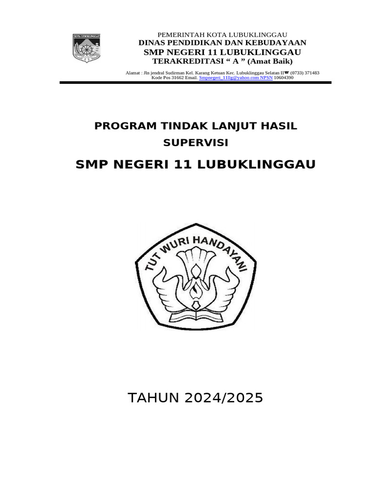 Program Tindak Lanjut Supervisi | PDF