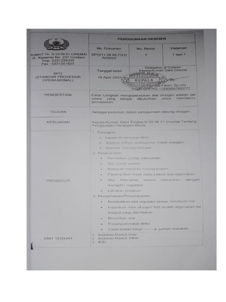 PENGGUNAAN OKSIGEN | PDF