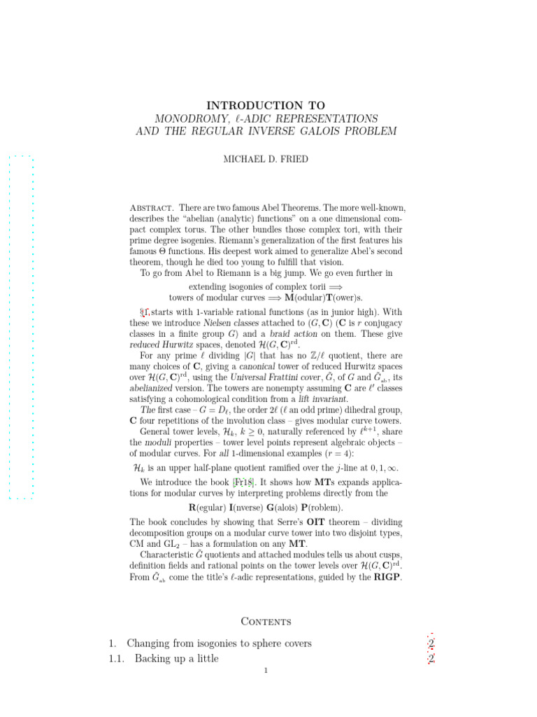 INTRODUCTION TO MONODROMY, ℓ-ADIC REPRESENTATIONS AND THE REGULAR ...