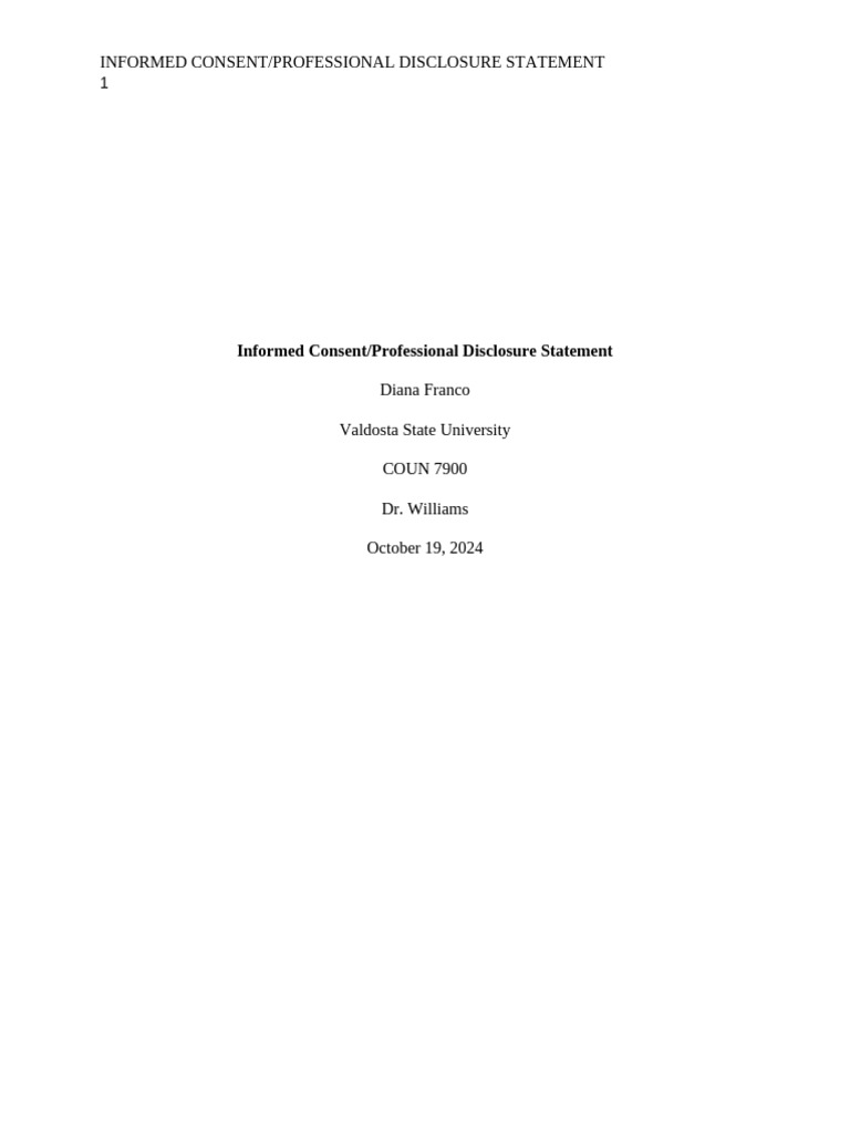 Informed Consent_Professional Disclosure Statement | PDF ...