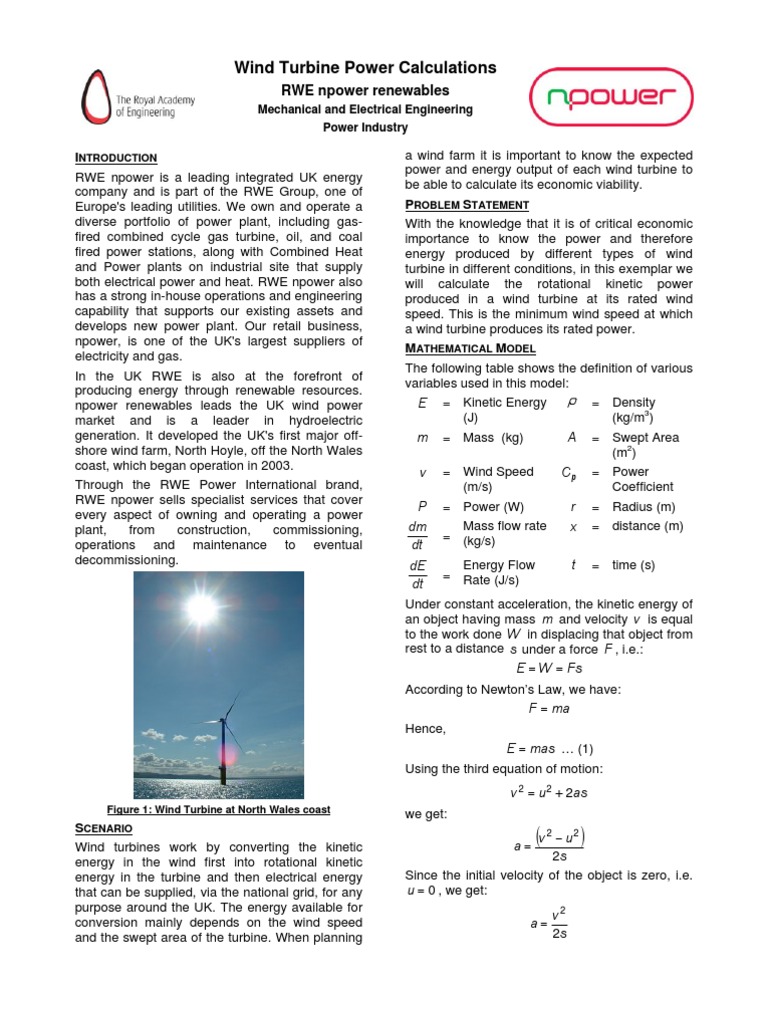 Wind Turbine Power Calculation Guide | PDF | Teaching Methods ...