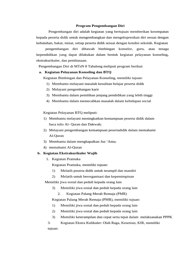 Program Pengembangan Diri Siswa | PDF