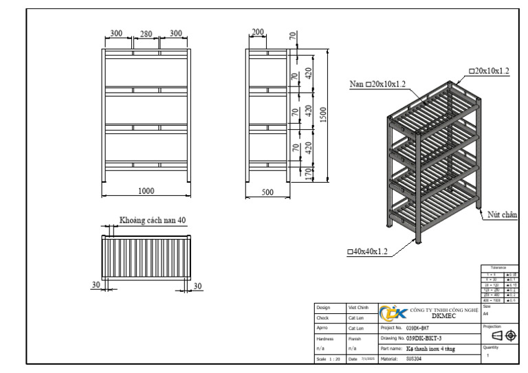 039DK-BKT-3 Kệ thanh inox 4 tầng | PDF | Vietnam
