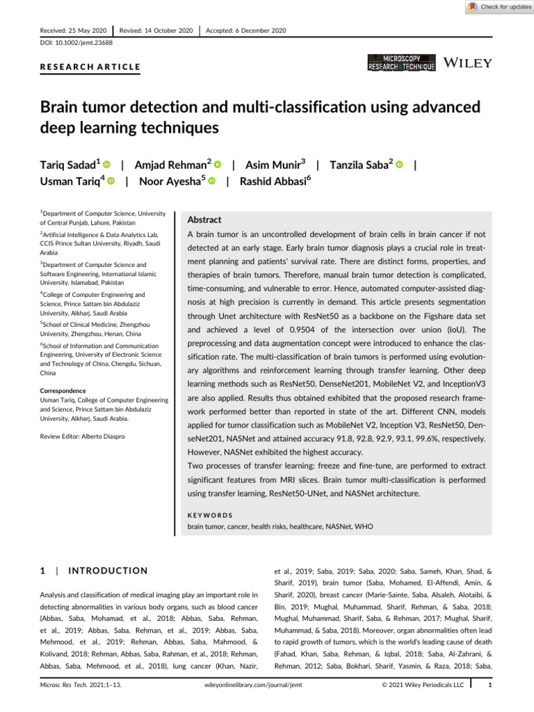 Brain Tumor Detection and Multi-Classification Using Advanced Deep ...