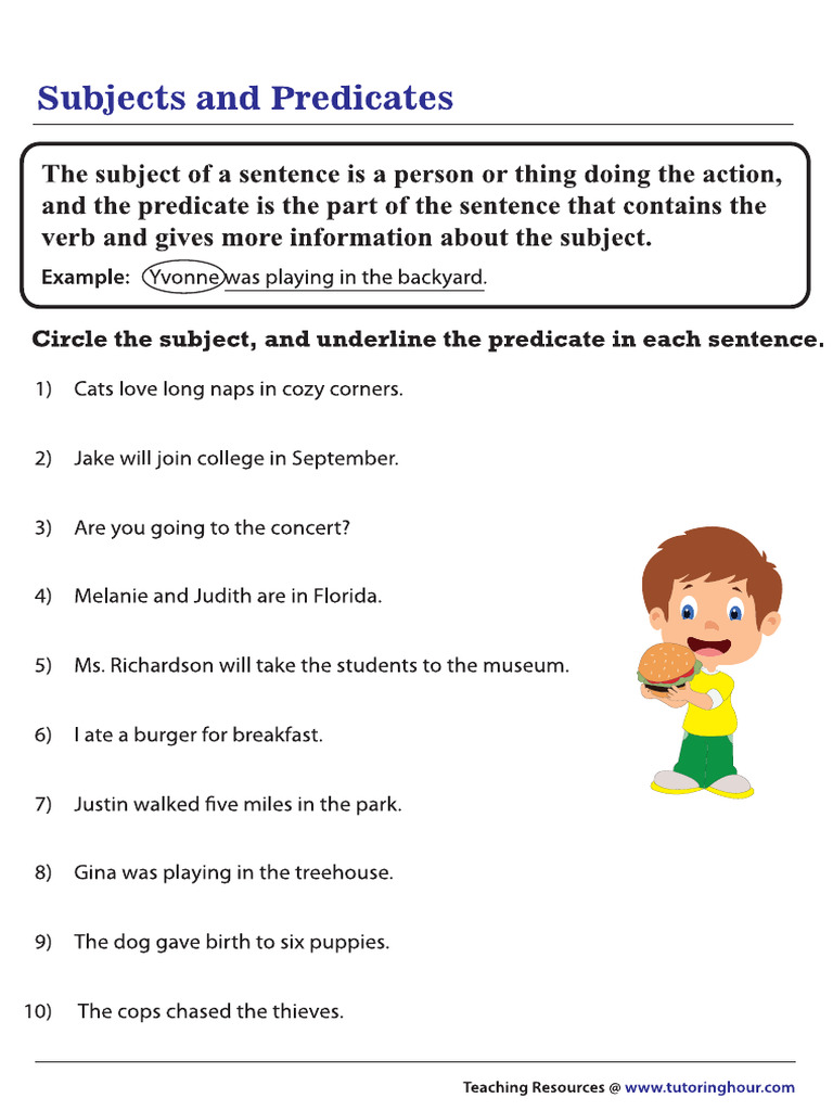 Identify Subject and Predicates | PDF