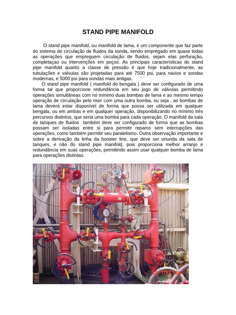 Manifold de Stand Pipe: Configuração e Funções | PDF