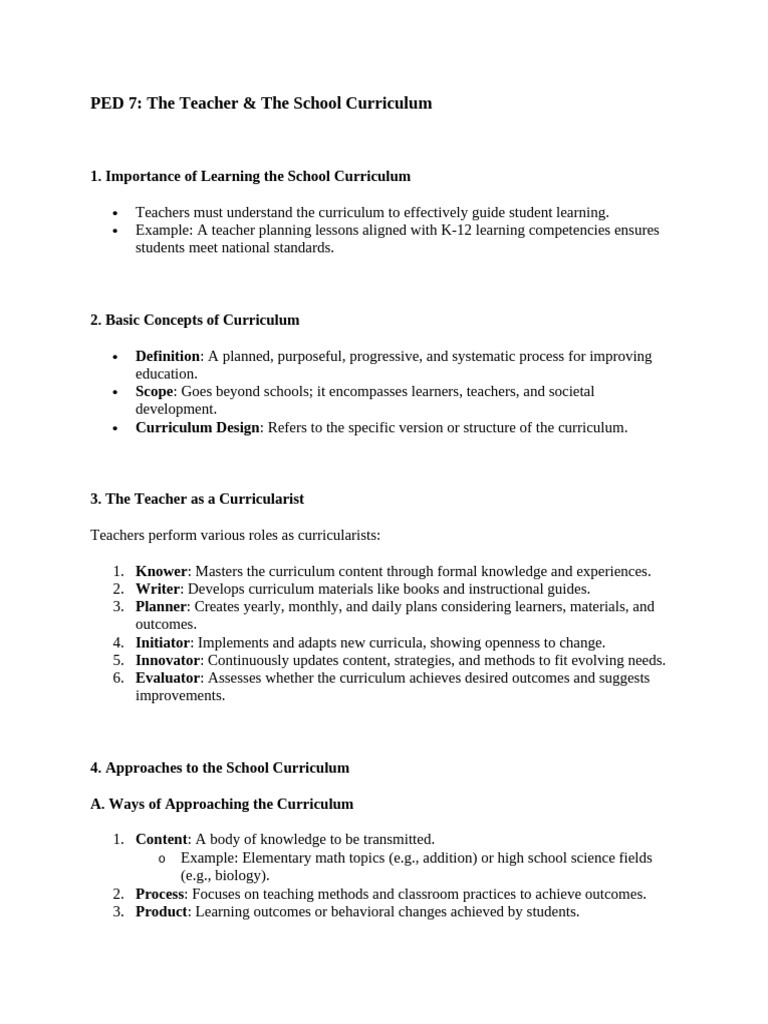Lecture For PED 7 Pre Lim | PDF | Curriculum | Learning