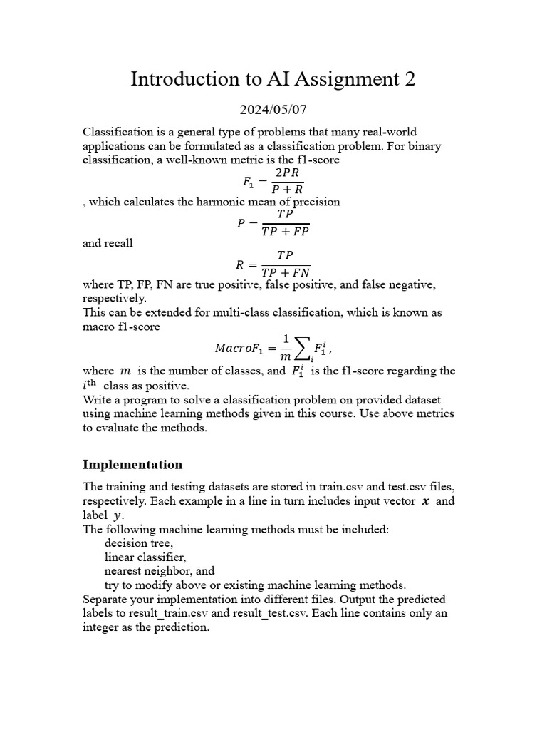 [1122]AI_Assignment2 | PDF | Statistical Classification | Machine Learning
